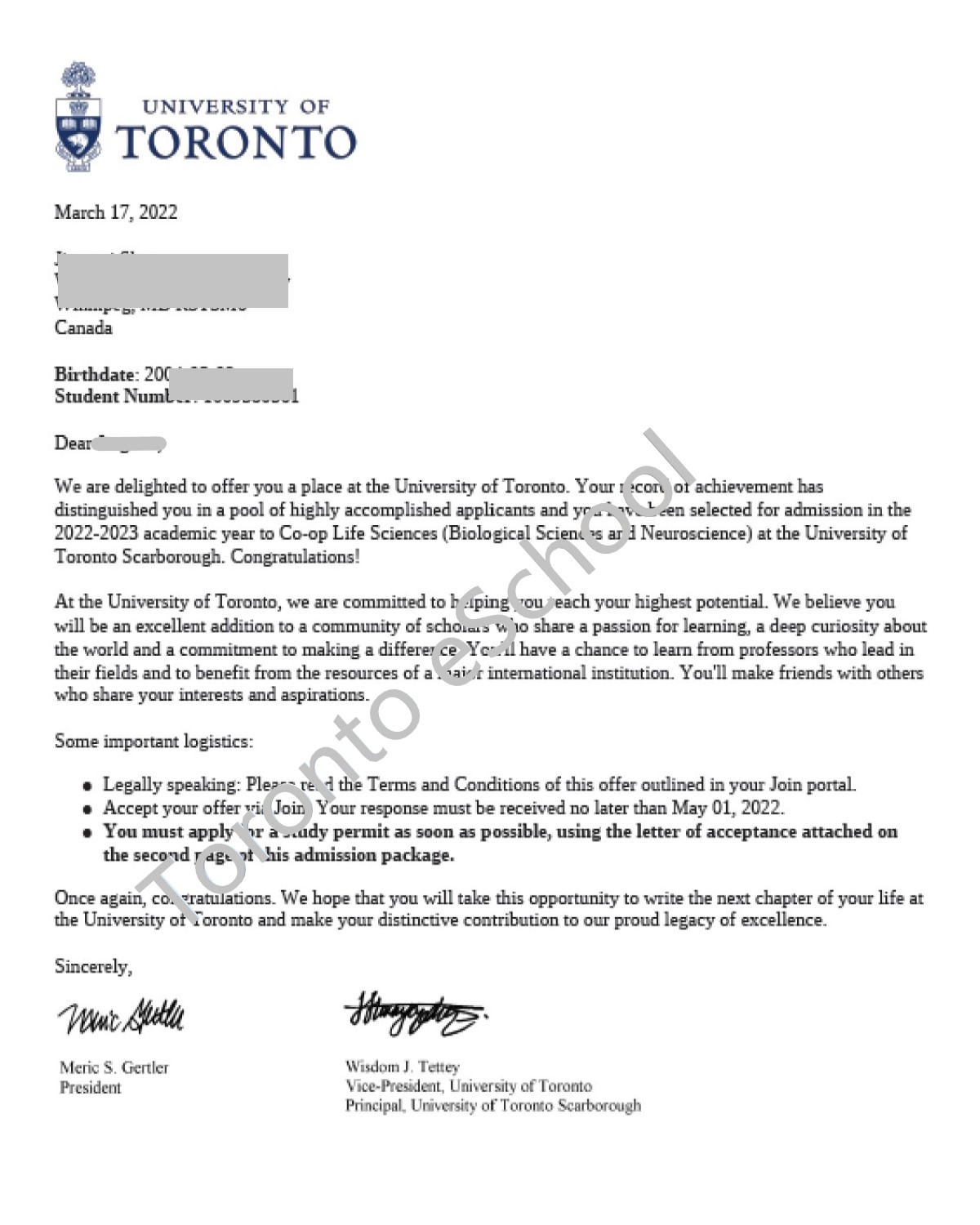 Congratulations on your University Offer 2022 - Toronto eSchool News